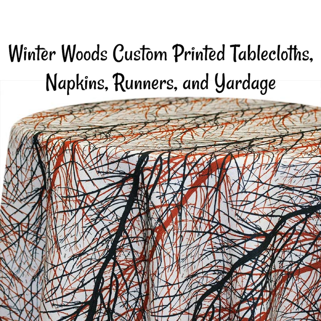 Winter Woods Tree Branch Print- Custom Printed Tablecloths, Napkins ...