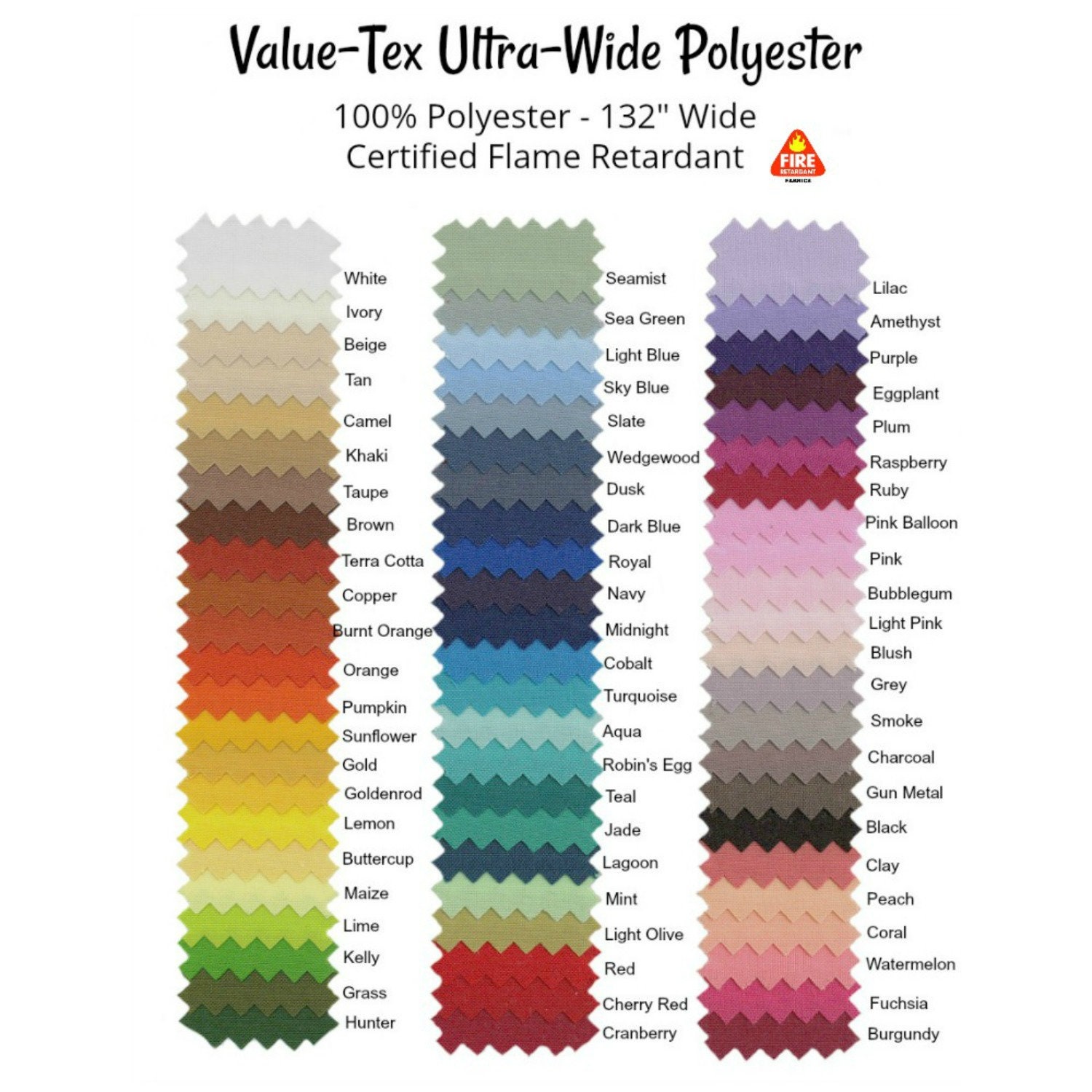 Swatch Card Only Value-tex Polyester Tablecloth Polyester Table Runner ...