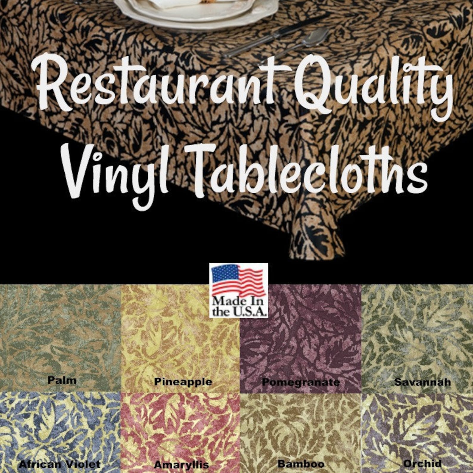 Vinyl Tablecloths - 6115 Commercial Grade Vinyl Tablecloth - Restaurant ...