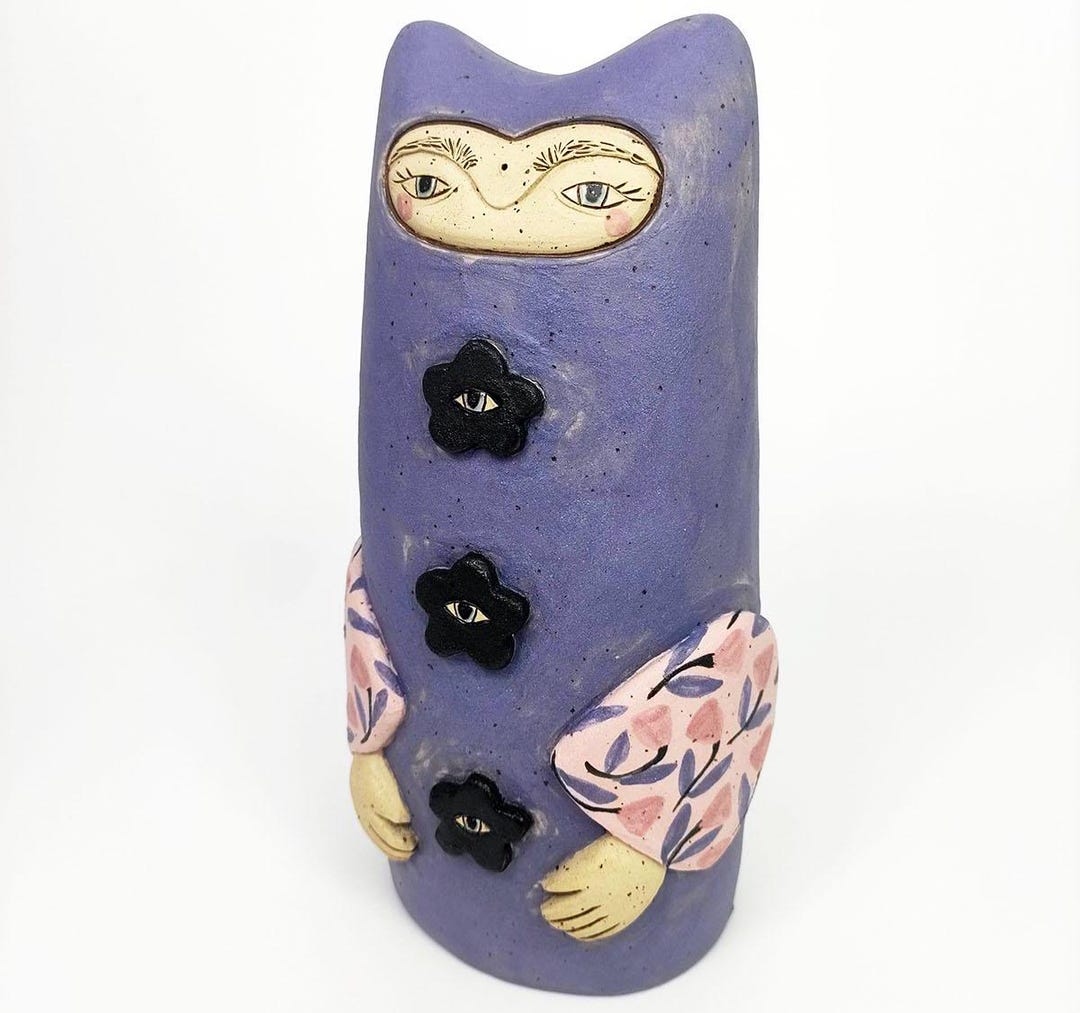 Whimsical Ceramic Totem Sculpture "catty Goddess"/ Fantasy Figures ...