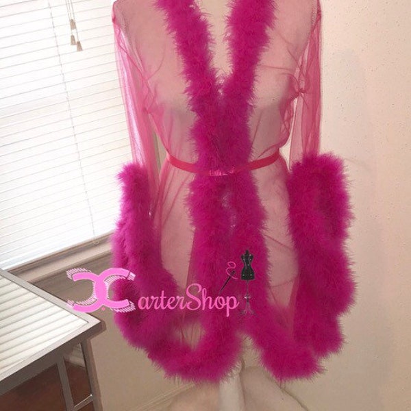 Hot Pink Feather Robe - Etsy