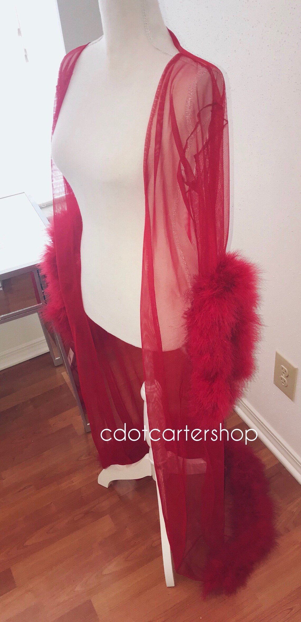 Pink and Red Fur Robes on Arms & Trail Pink Marabou Fur Red Marabou Fur ...