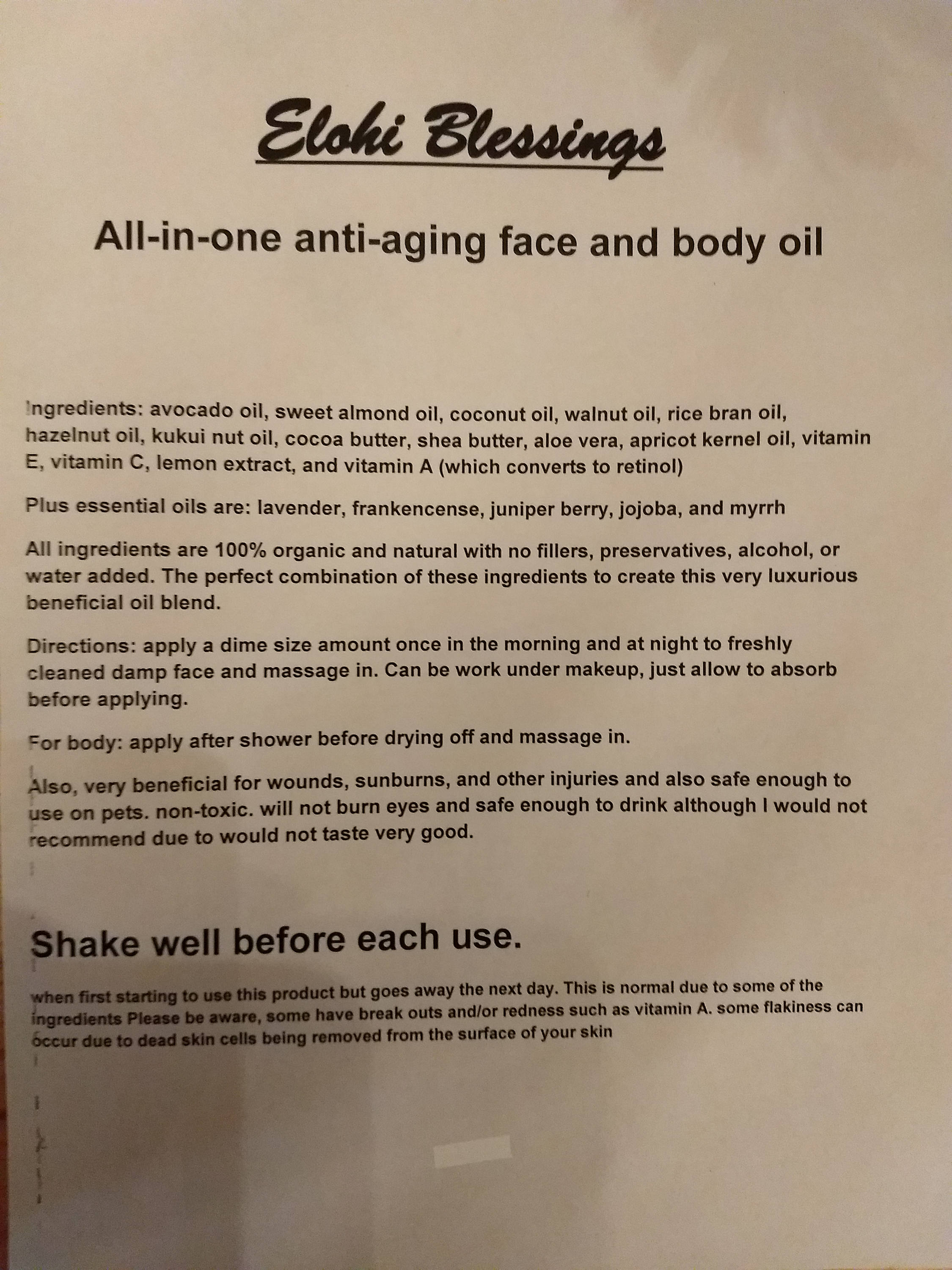 INTO SPECIAL! Elohi Blessings All in One Anti-aging Face and Body ...
