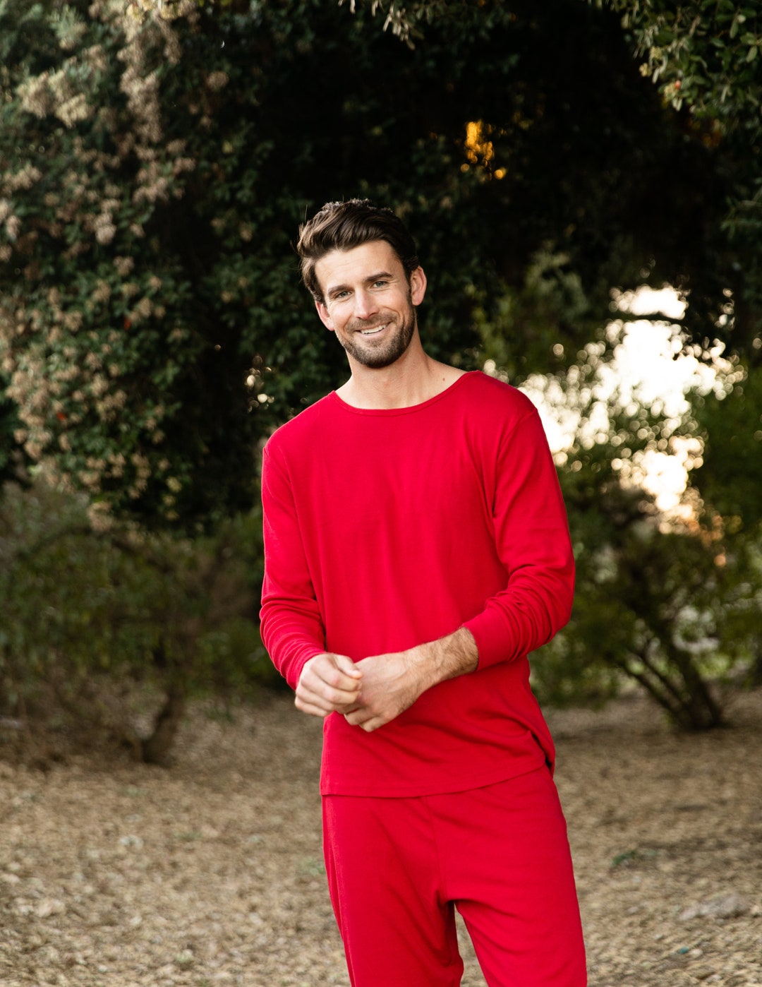 Men's Color Pajamas - Men's Solid Color PJ Set - Men's Cotton Pajama ...