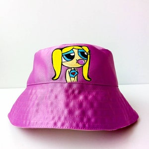 Bubbles Bucket Hat, Baby Pink Bucket Hat, Handmade, Handpainted - Etsy