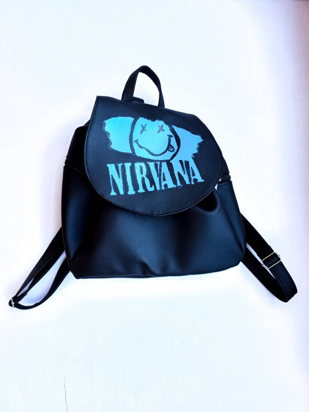 Rock Band, Black Vegan Leather Backpack - Etsy