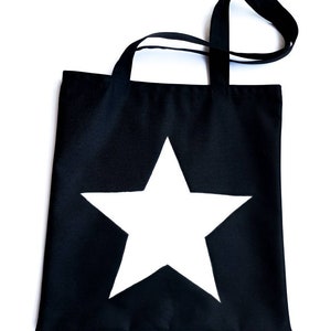 Star Black Tote Bag, Handpainted Black and White Tote Bag, 00s Style ...