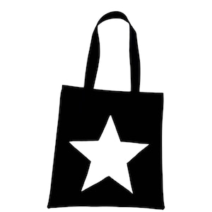 Star Black Tote Bag, Handpainted Black and White Tote Bag, 00s Style ...