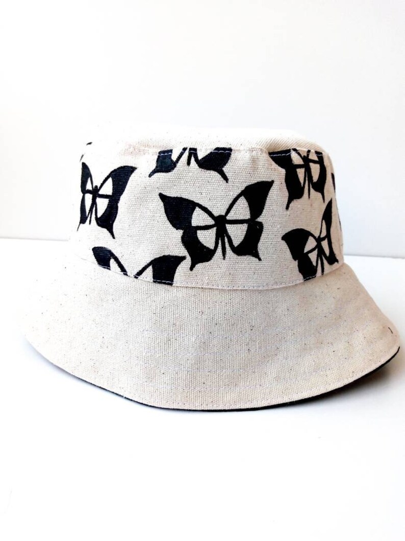 Butterfly Bucket Hat, White Bucket Hat, Handmade, Handpainted - Etsy