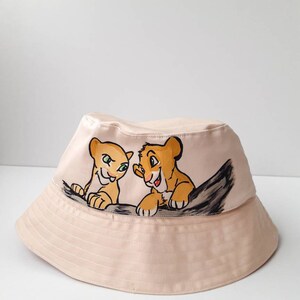 Simba and Nala Bucket Hat, Beige Bucket Hat, Handmade, Handpainted - Etsy