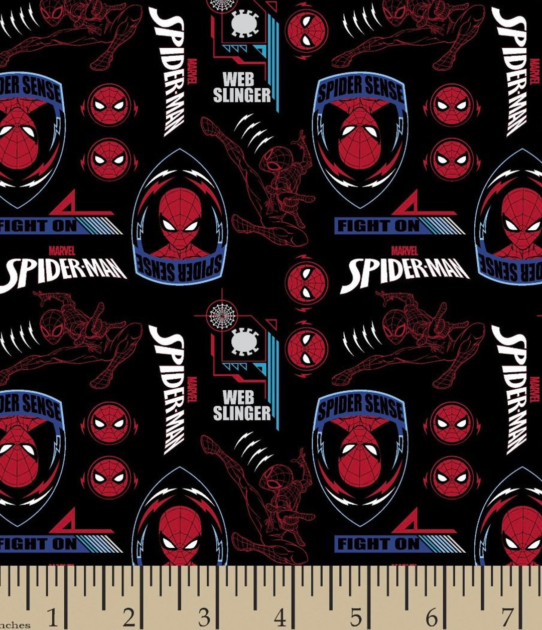 Spider-man Cotton Fabric Material Remnant Sewing Quilting One Yard - Etsy