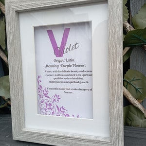 Violet Name Wall Decor, the Meaning of the Name Violet, Birthday Gift ...