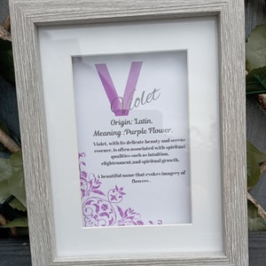 Violet Name Wall Decor, the Meaning of the Name Violet, Birthday Gift ...