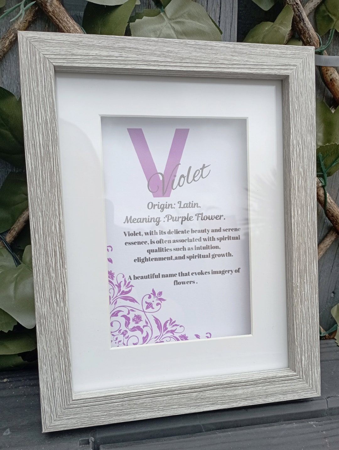 Violet Name Wall Decor, the Meaning of the Name Violet, Birthday Gift ...