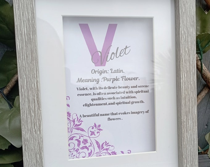 Violet Name Wall Decor, the Meaning of the Name Violet, Birthday Gift ...