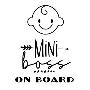 Baby Girl Mini Boss on Board, Baby Boy, Car Van Sticker Decal, Car ...