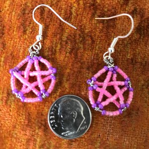 Electric Pink and Purple Seed Bead Pentacle Earrings - Etsy