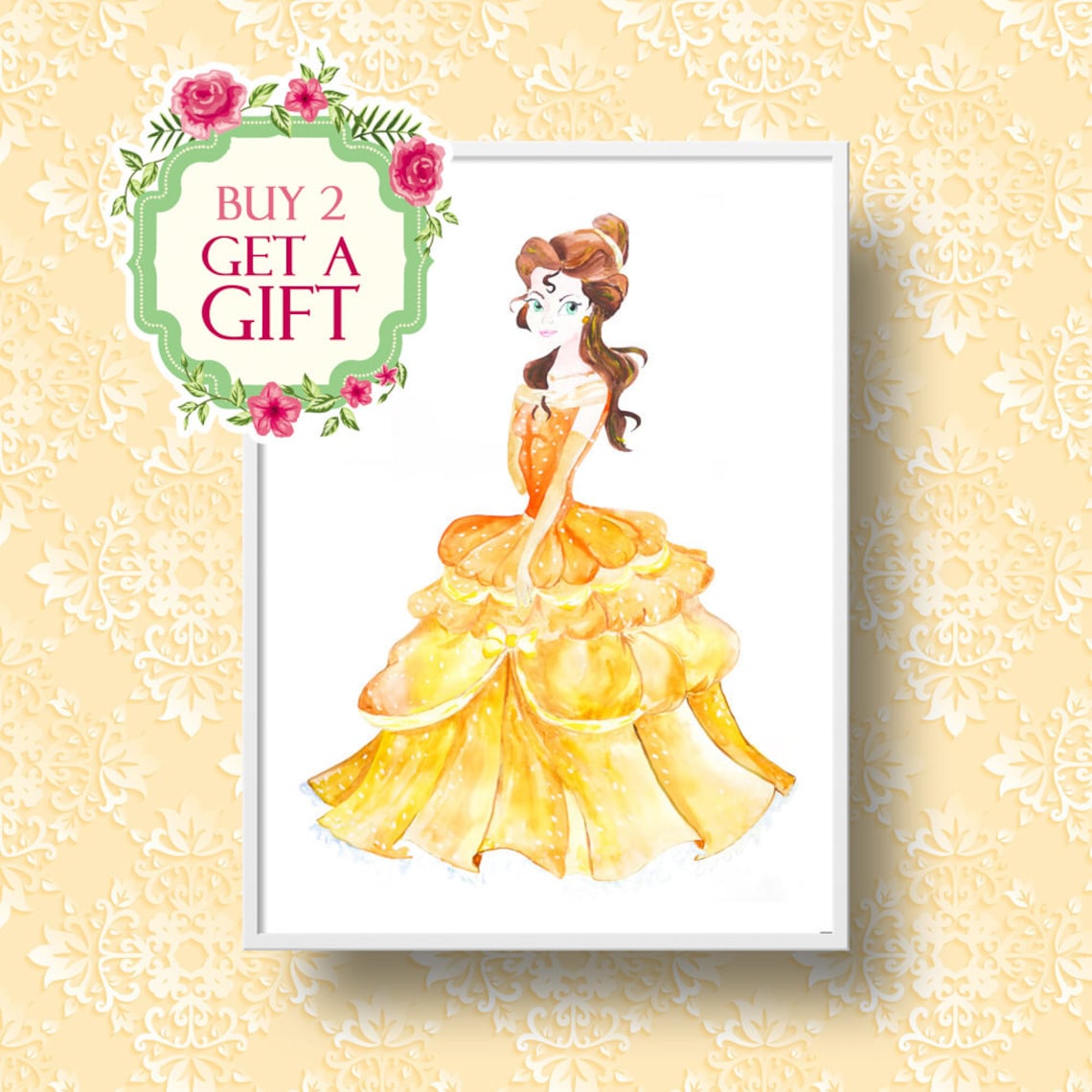 Princess Poster Kids Room Art Watercolor Girl Print Princess Printable ...