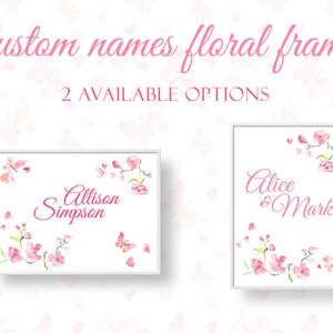 Custom Name Art Print Watercolor Flower Frame Wall Art Floral - Etsy