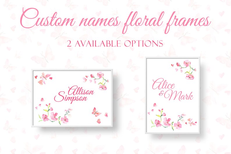 Custom Name Art Print Watercolor Flower Frame Wall Art Floral - Etsy