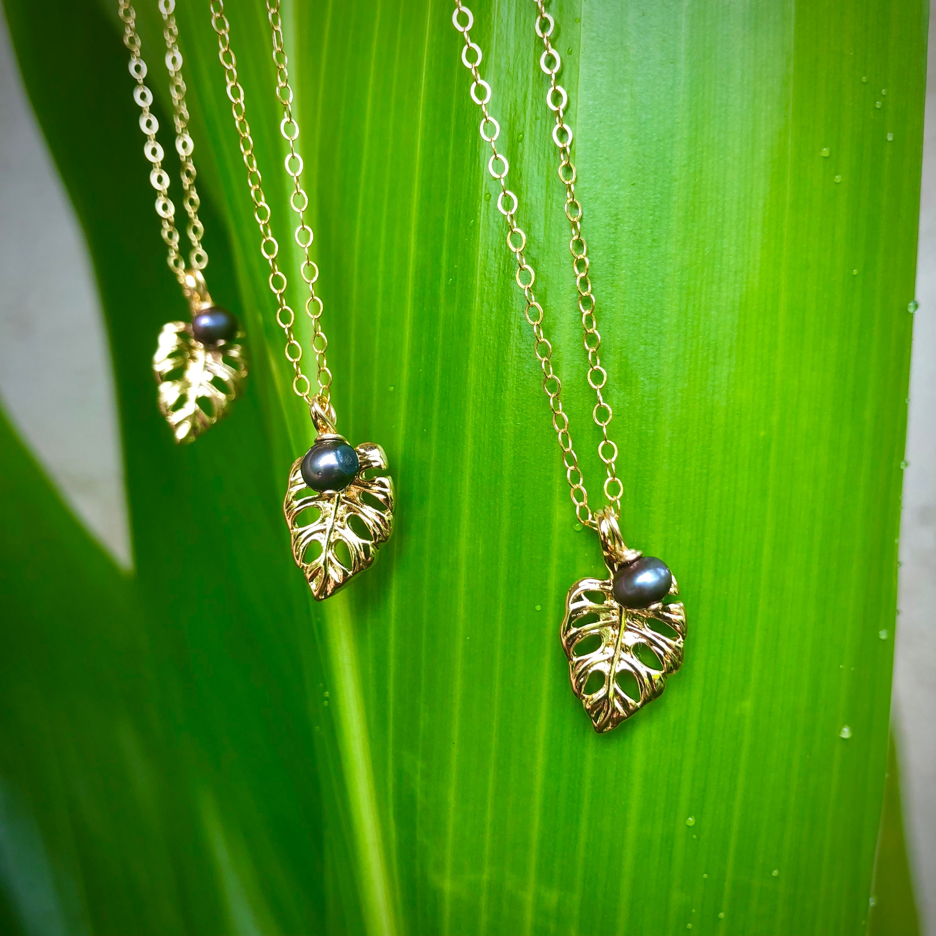 Gold Filled Monstera Necklace - Etsy