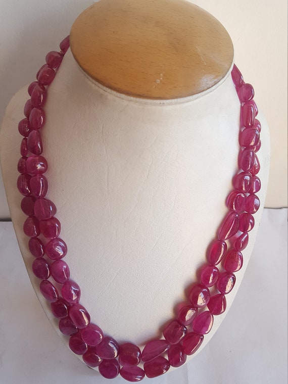 Precious Ruby Necklace Tumble Shape Beads 10 to 14 MM - Etsy