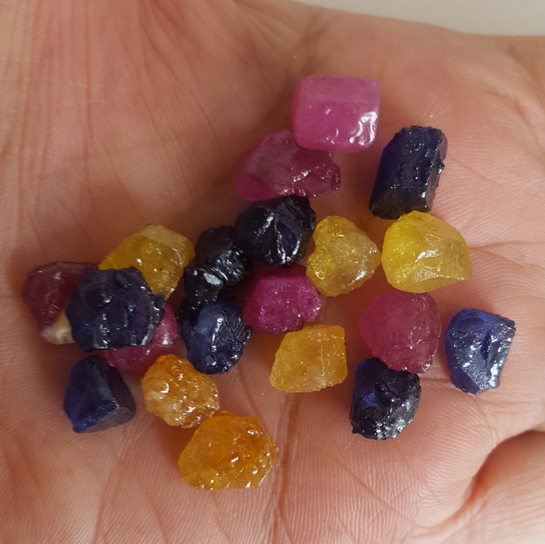 Precious Rough ~~ Ruby, Blue& Yellow Sapphire ~~~ 25 Pieces ~~~ 100 ...