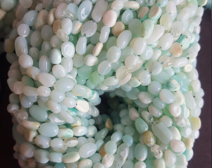 Newly Listed ~~~ Green Opal ~~~ Smooth Tumble Beads ~~~ 1 Strand ~~~ 4 ...
