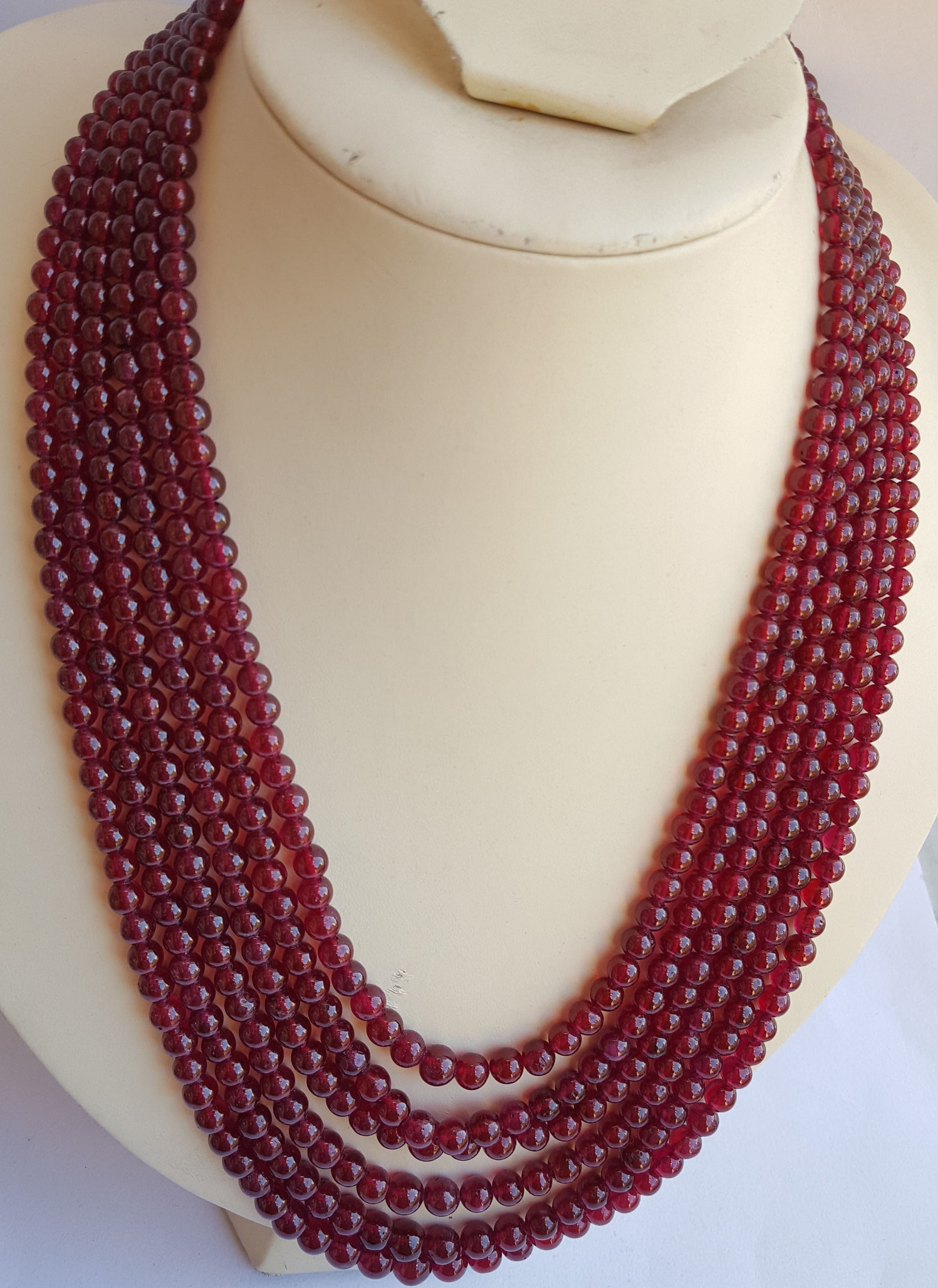 Ruby Necklace Smooth Round Beads 1146 Carats 6 - Etsy
