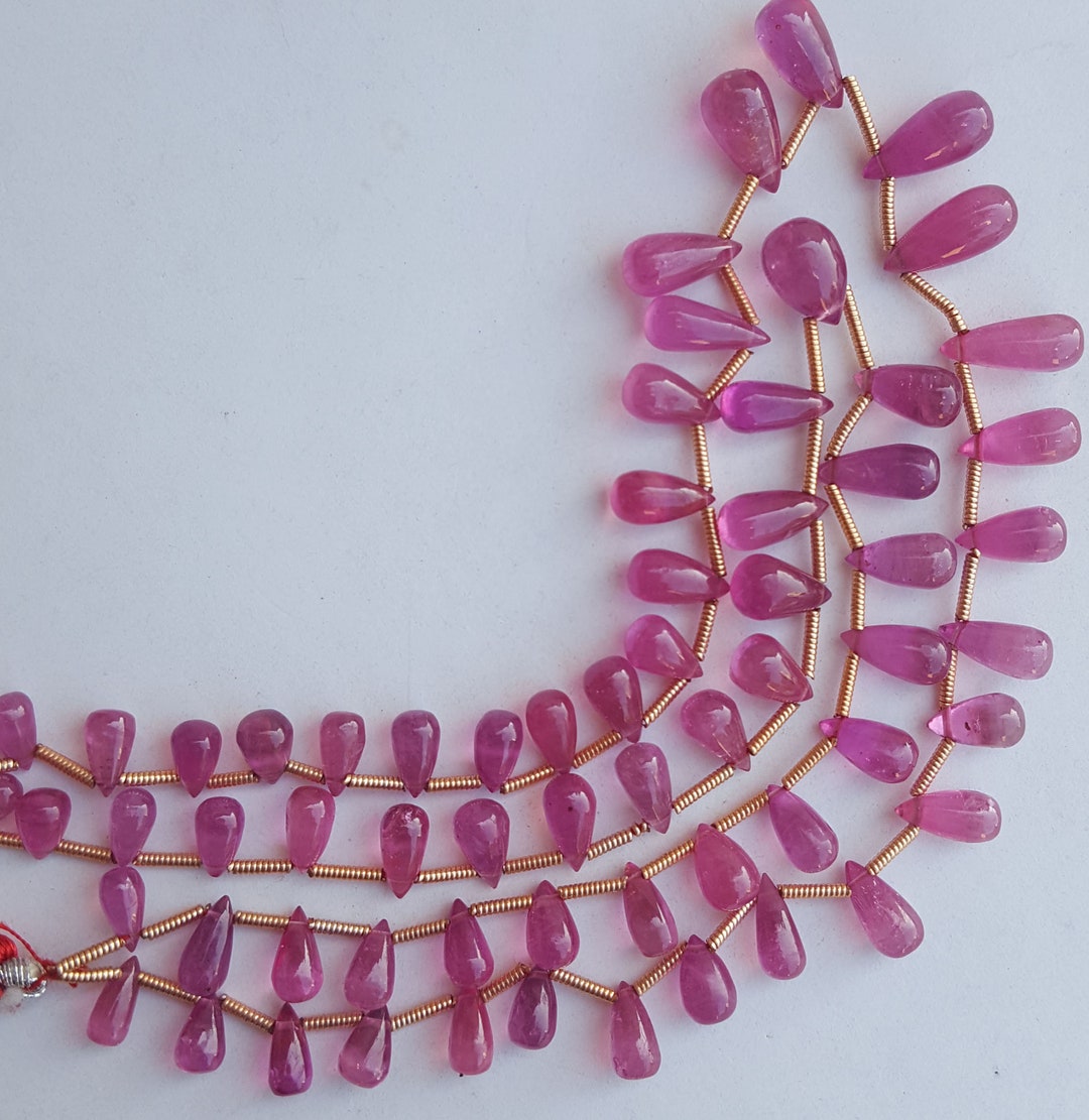 64 Precious Ruby Beads ~~~ Tear Drop Shaped Beads ~~~111 Carats ~~~ 2 ...
