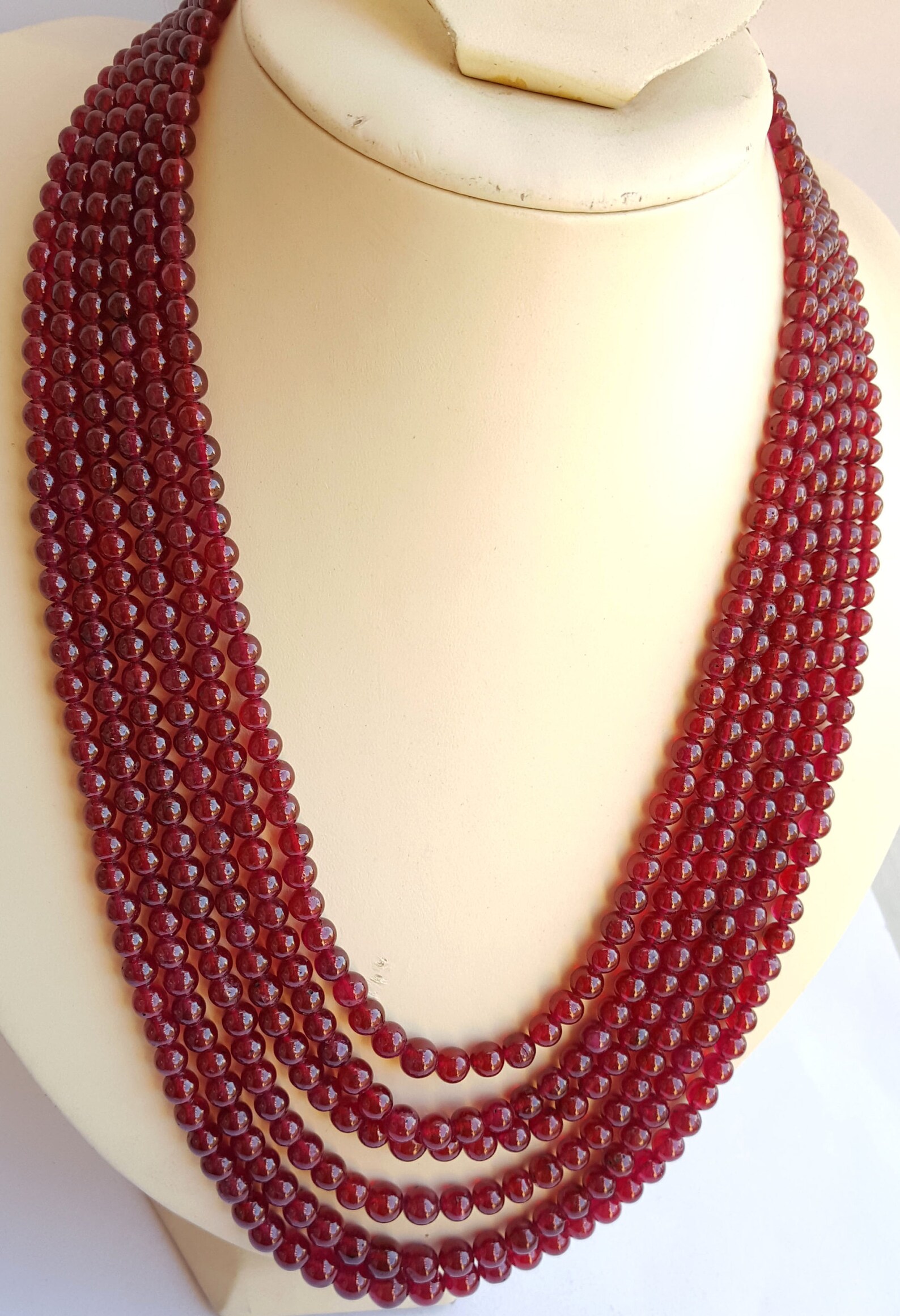 Ruby Necklace Smooth Round Beads 1146 Carats 6 - Etsy