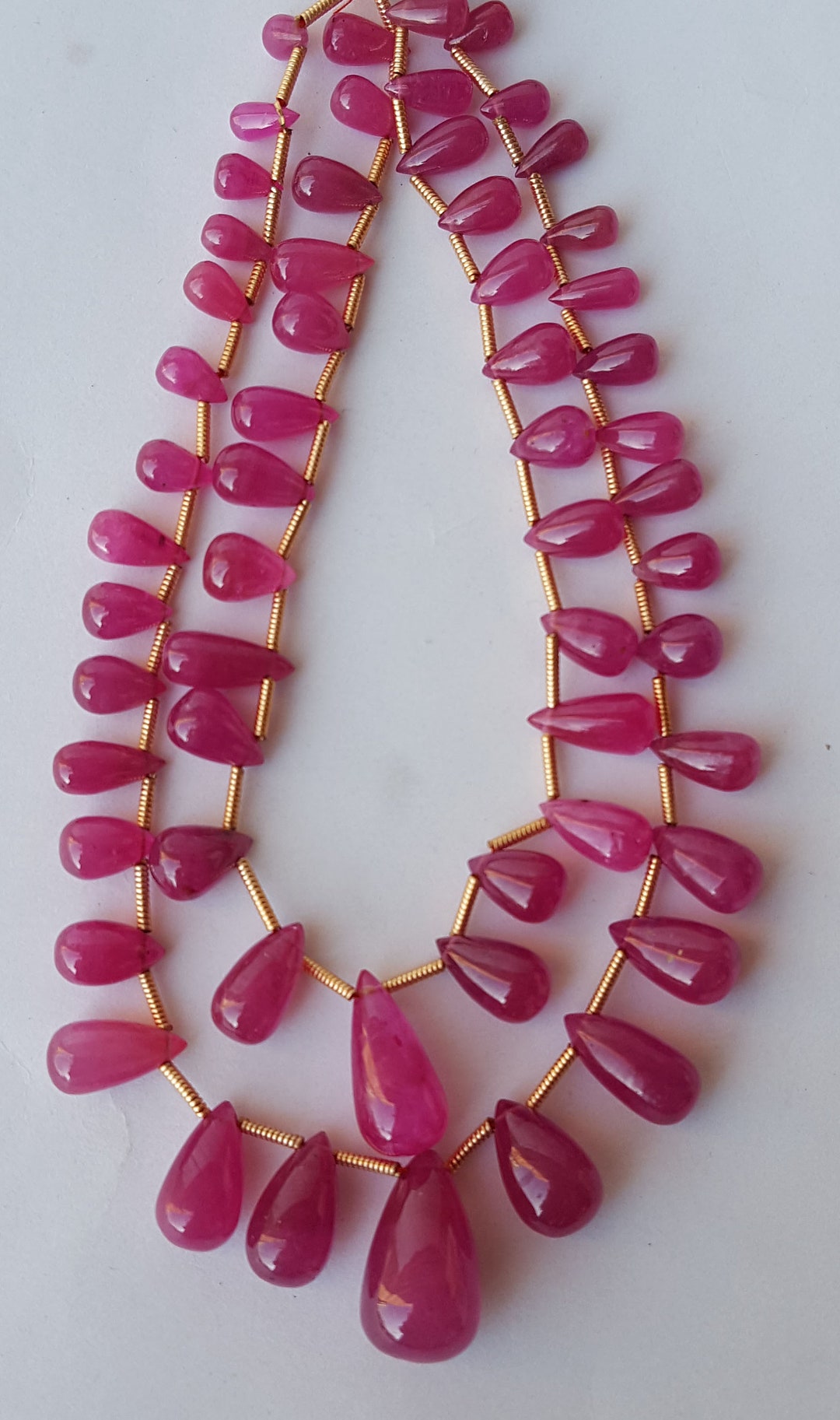 Natural Precious Ruby Tear Drops 2 strands 60 pieces 4 to 8 mmAAA ...