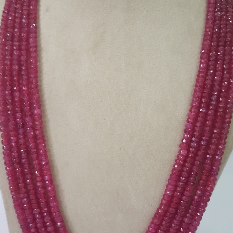Ruby Beads Necklace - Etsy