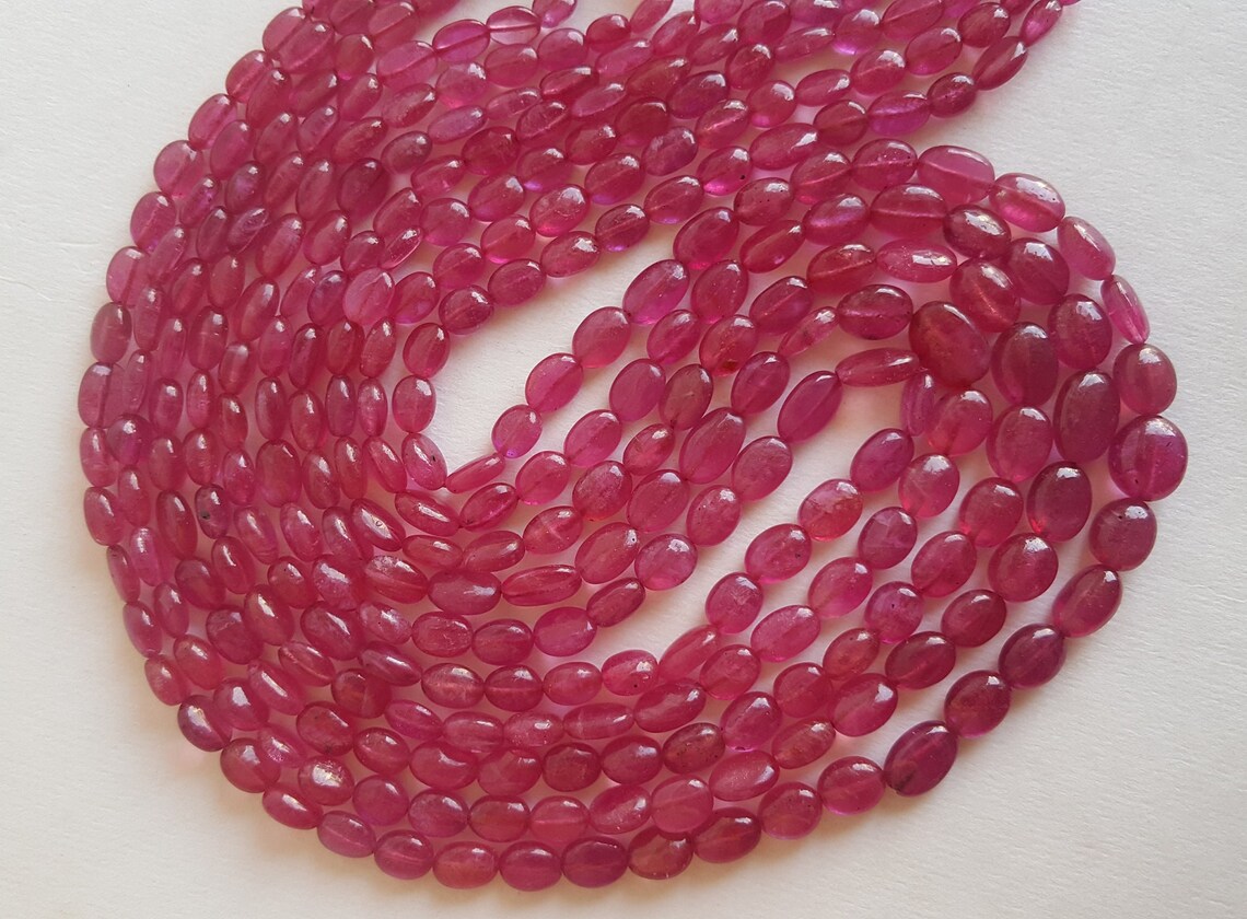Precious Ruby Necklace 18-20 Inches Oval Shape Beads - Etsy