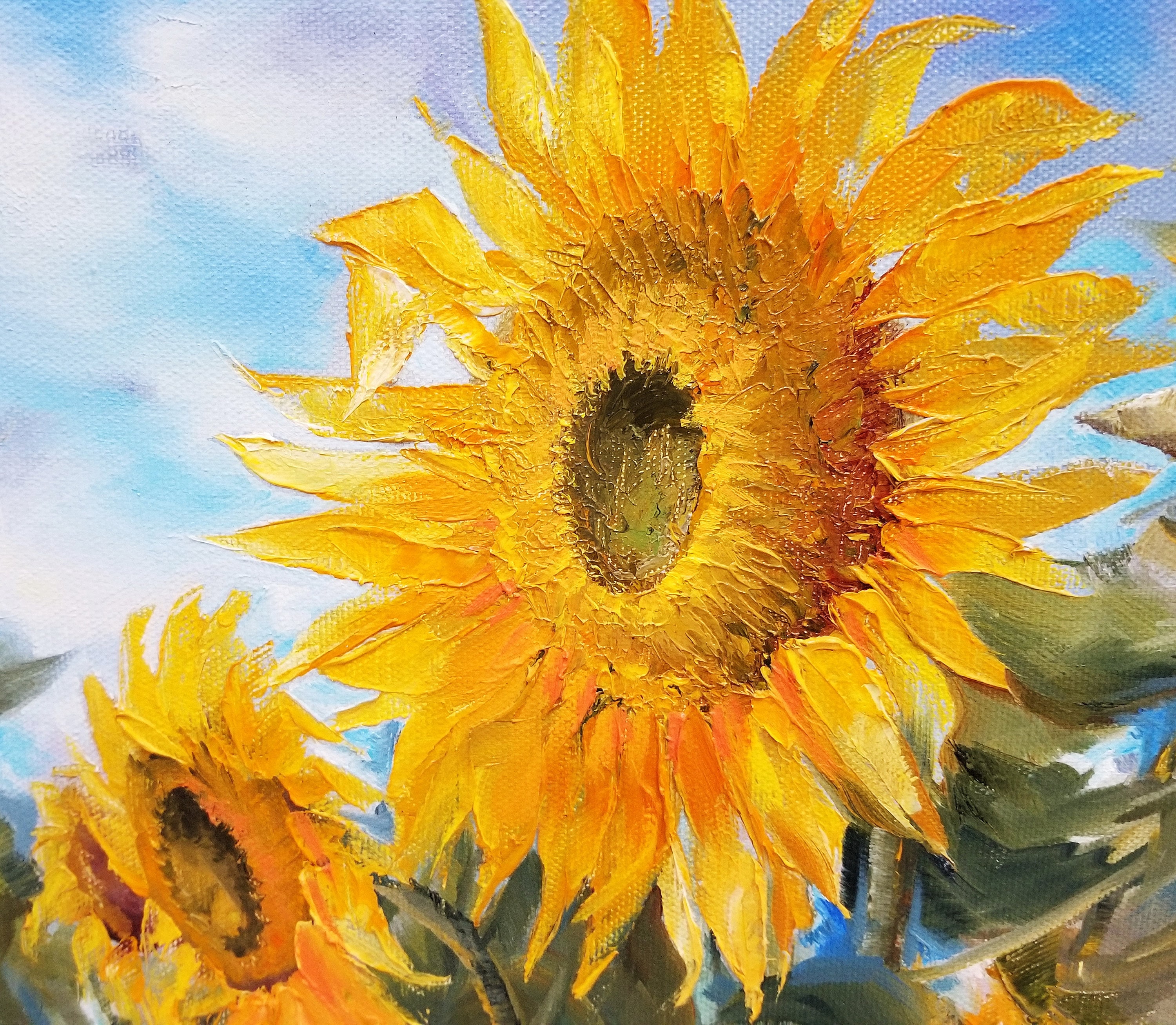 Sunflower Oil Painting Set of 3 Sunflowers Painting Original - Etsy