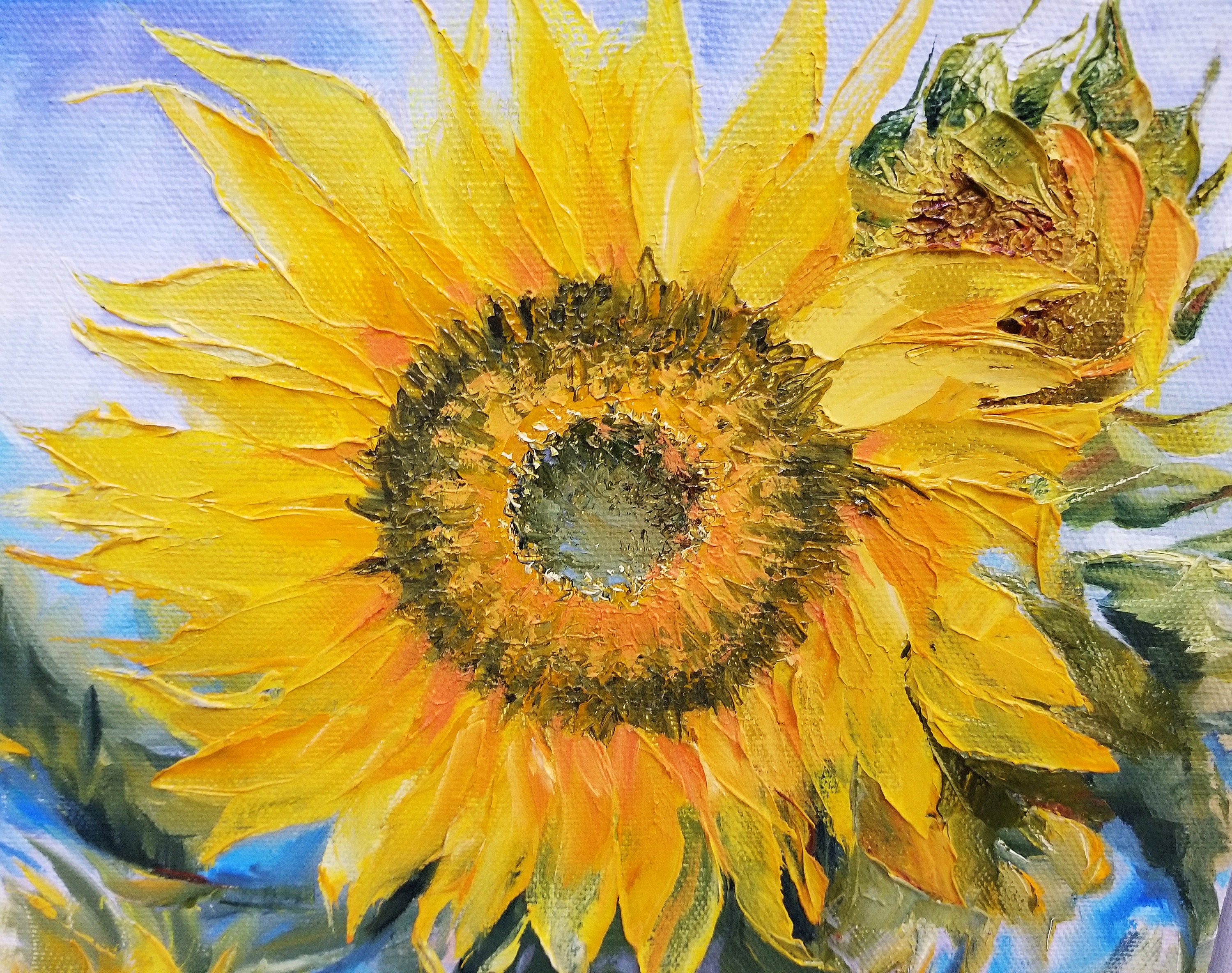 Sunflower Oil Painting Set of 3 Sunflowers Painting Original - Etsy
