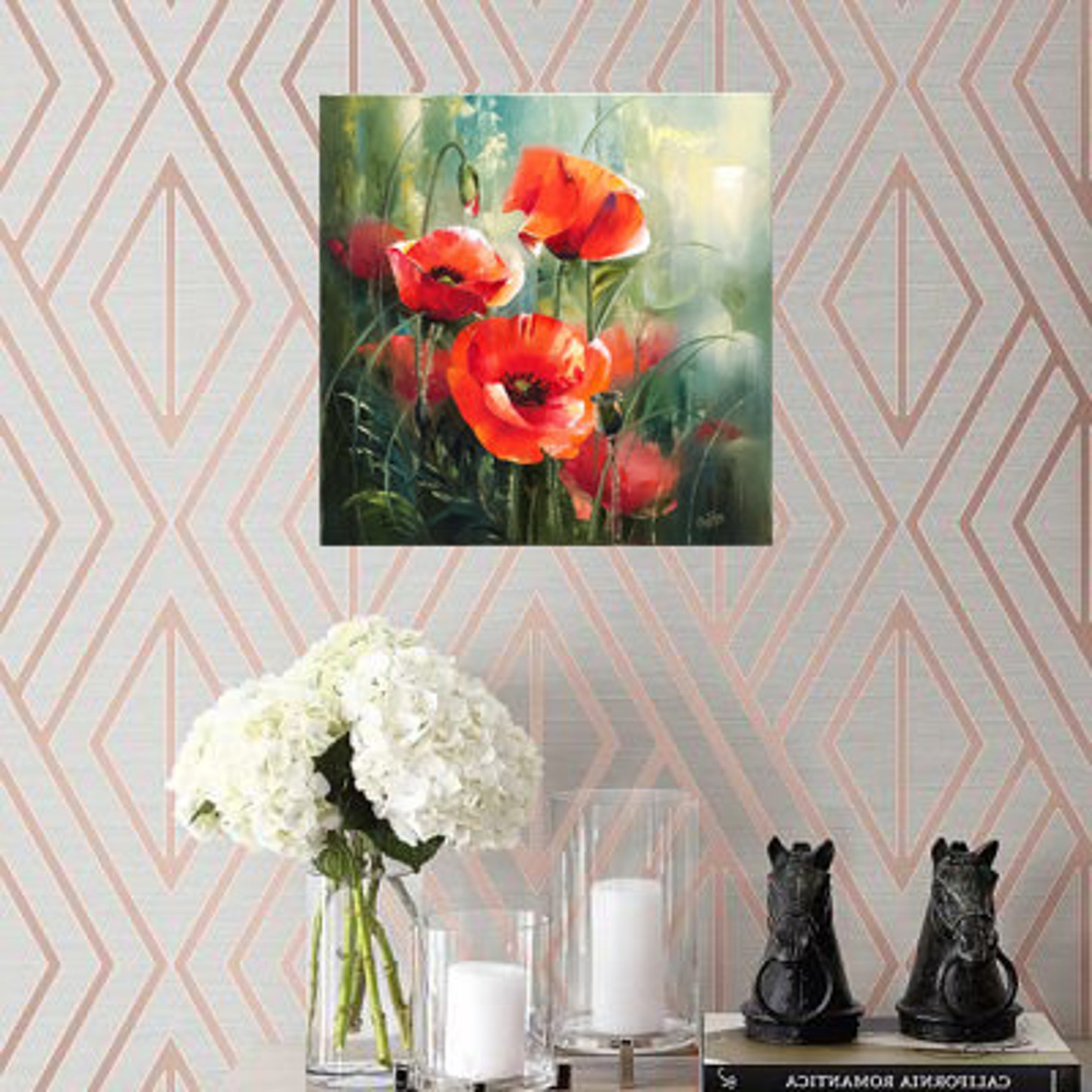 Red Poppy Painting Landscape Original Meadow Painting Poppy - Etsy