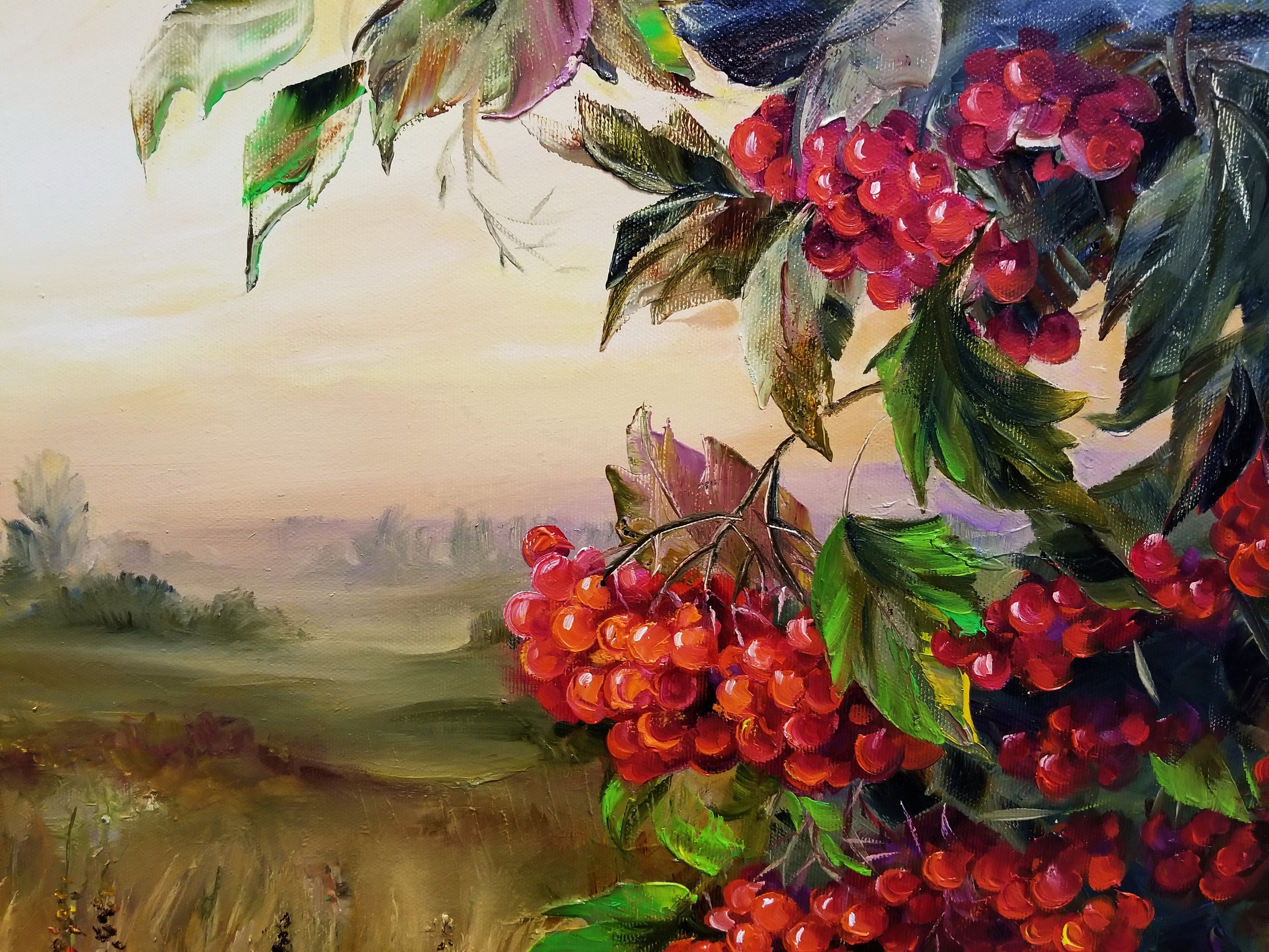 Rowan Painting Sunset Landscape Painting Impasto Meadow Oil - Etsy