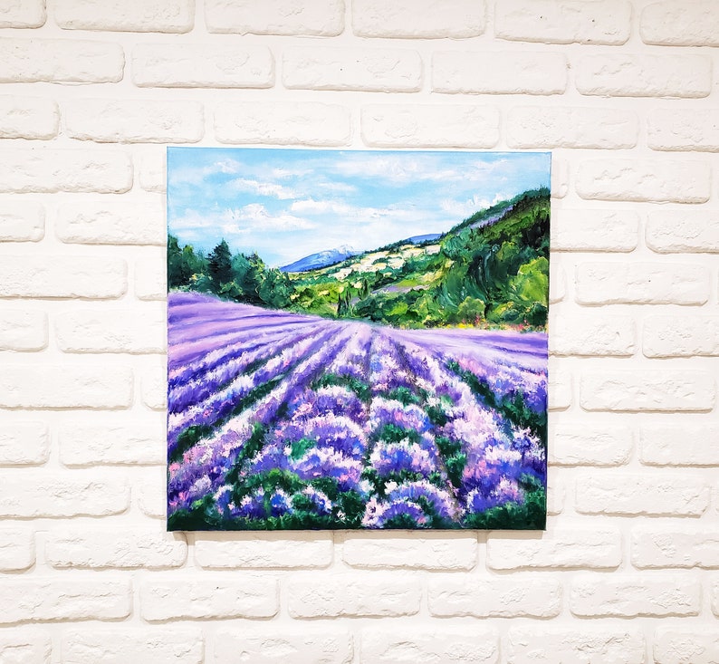 Lavender Field Oil Painting Field of Flowers Art Rural - Etsy