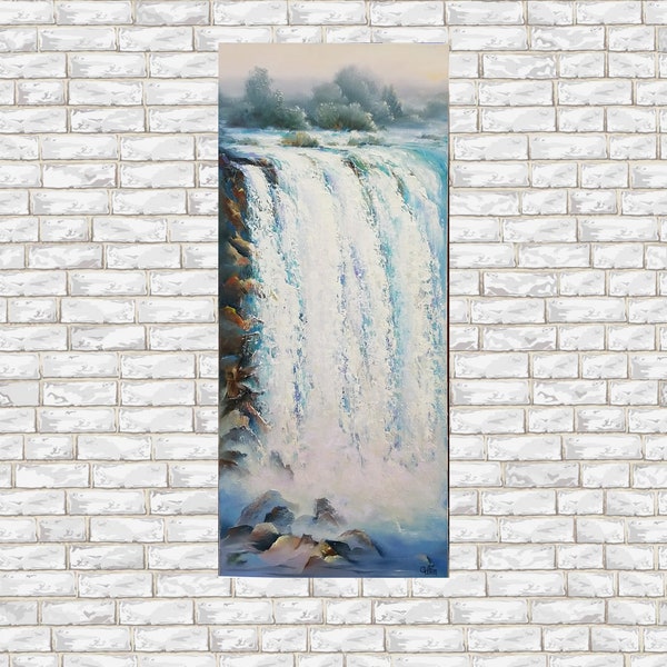Tall Vertical Waterfall Painting - Etsy