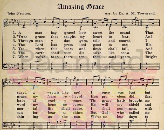 Amazing Grace Printable Sheet Music / Hymn / Art Paper - Etsy