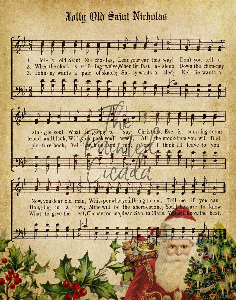 Jolly Old Saint Nicholas/ Hymn / Christmas Carol / Art Paper - Etsy