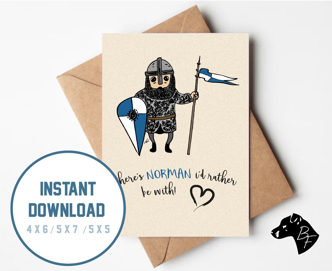 Printable Norman Pun Greetings Card // Instant Download JPG - Etsy