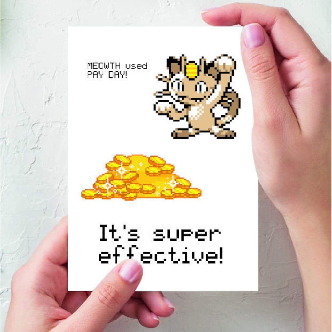 Meowth Pay Day Pokemon // Greetings card - Etsy.de