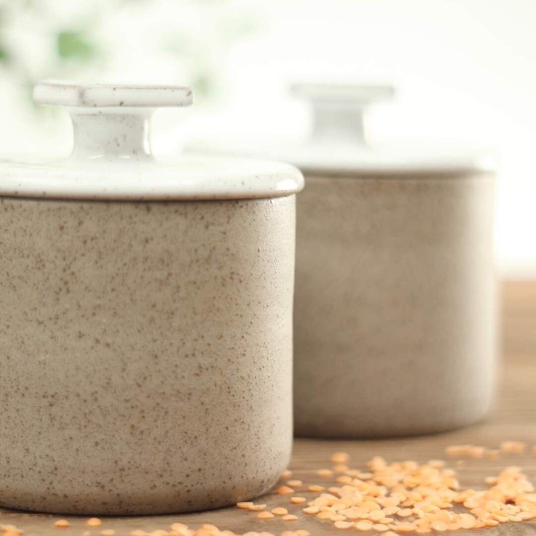 Ceramic Container With Lid Kitchen Canister Pottery Herb - Etsy