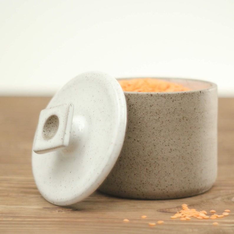 Ceramic Container With Lid Kitchen Canister Pottery Herb - Etsy
