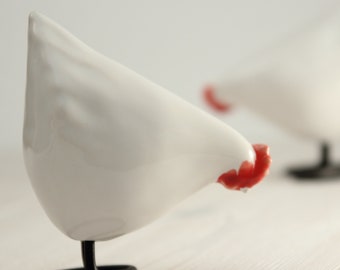 White Chicken Small Ceramic Figurine Decorative Bird | Etsy