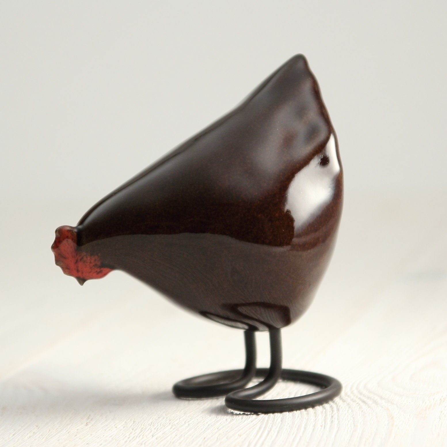 Brown Ceramic Chicken Decorative Hen Figurine Country | Etsy