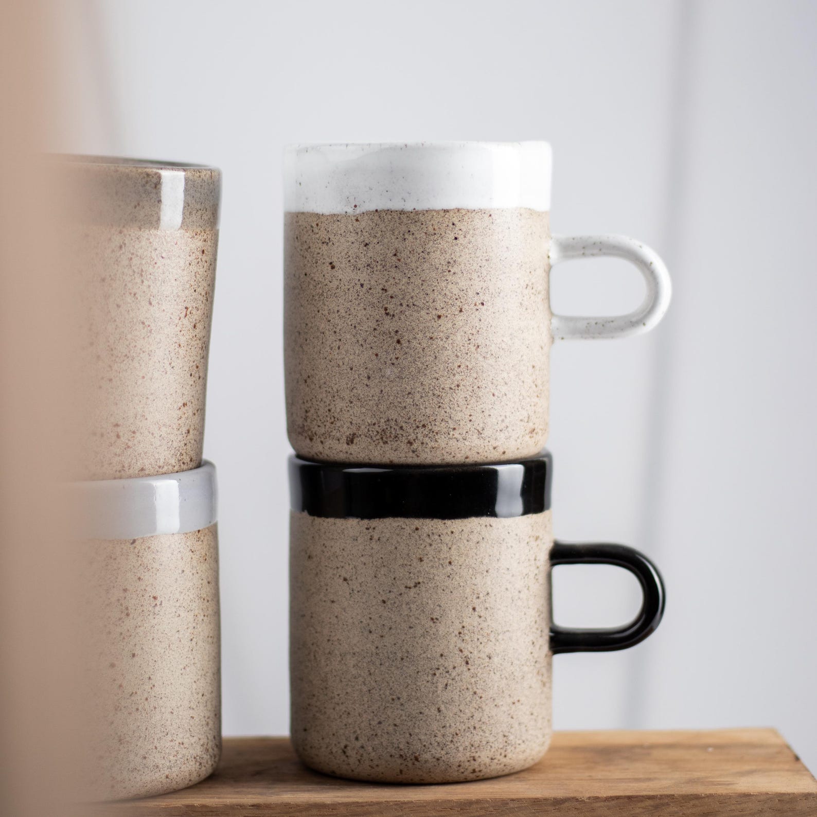 4 Ceramic MONO Mugs | Handmade Coffee Lover Mugs | Stoneware Pottery ...
