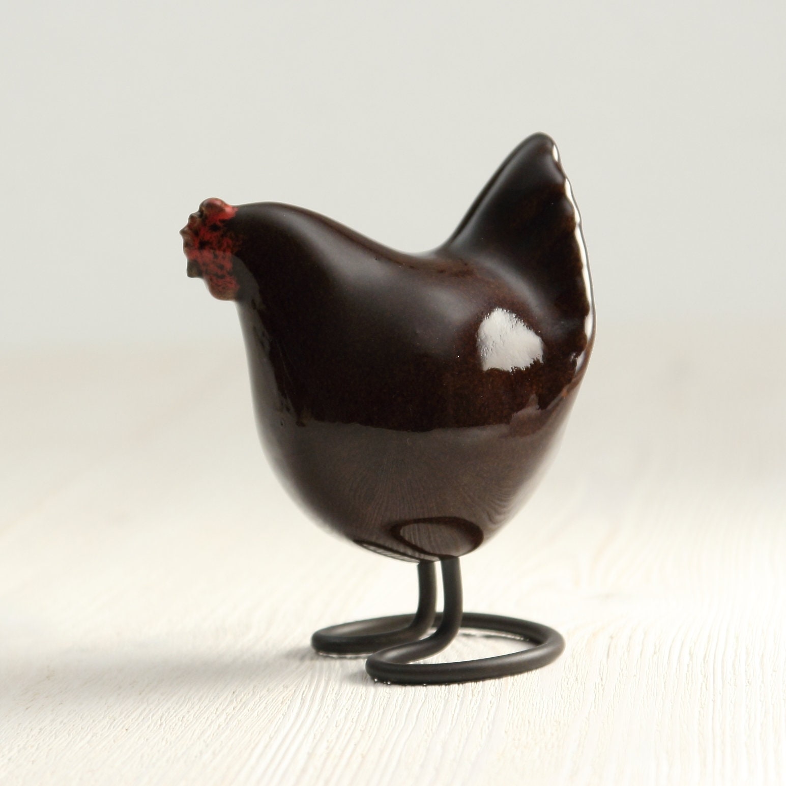 Brown Ceramic Chicken Handmade Decorative Bird Country - Etsy